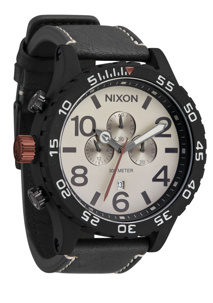 51-30 Chrono Leather Watch | Black / Pumice / Charcoal | Men's Chronograph Watch – Nixon US