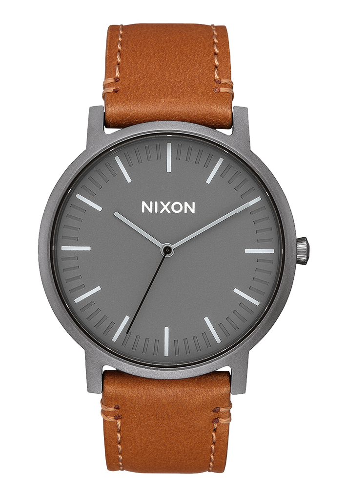 Porter Leather Watch | Gunmetal / Charcoal / Taupe | Unisex Leather ...