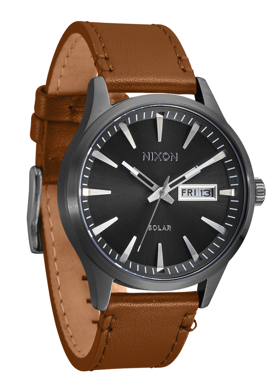 Sentry Solar Leather Watch | Gunmetal | Solar-Powered – Nixon US