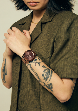 Time Teller Solar Watch | Chocolate / Cappuccino | Unisex Light-Powered ...