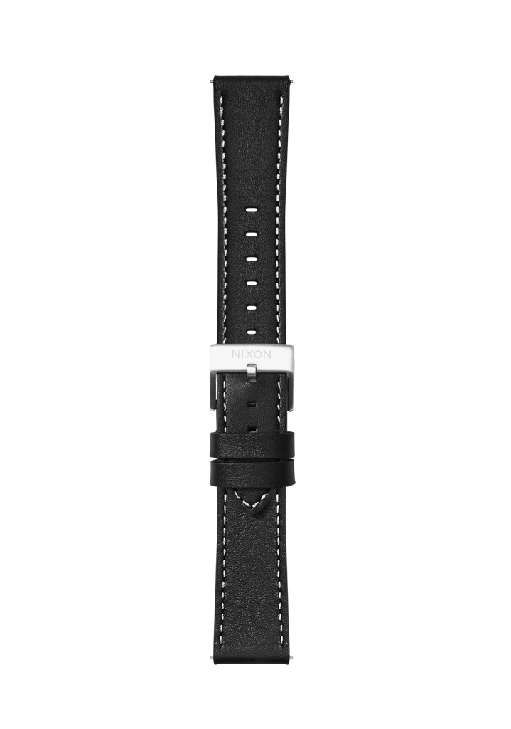 20mm Stitched Leather Watch Band | Black | Replacement Watch Straps ...